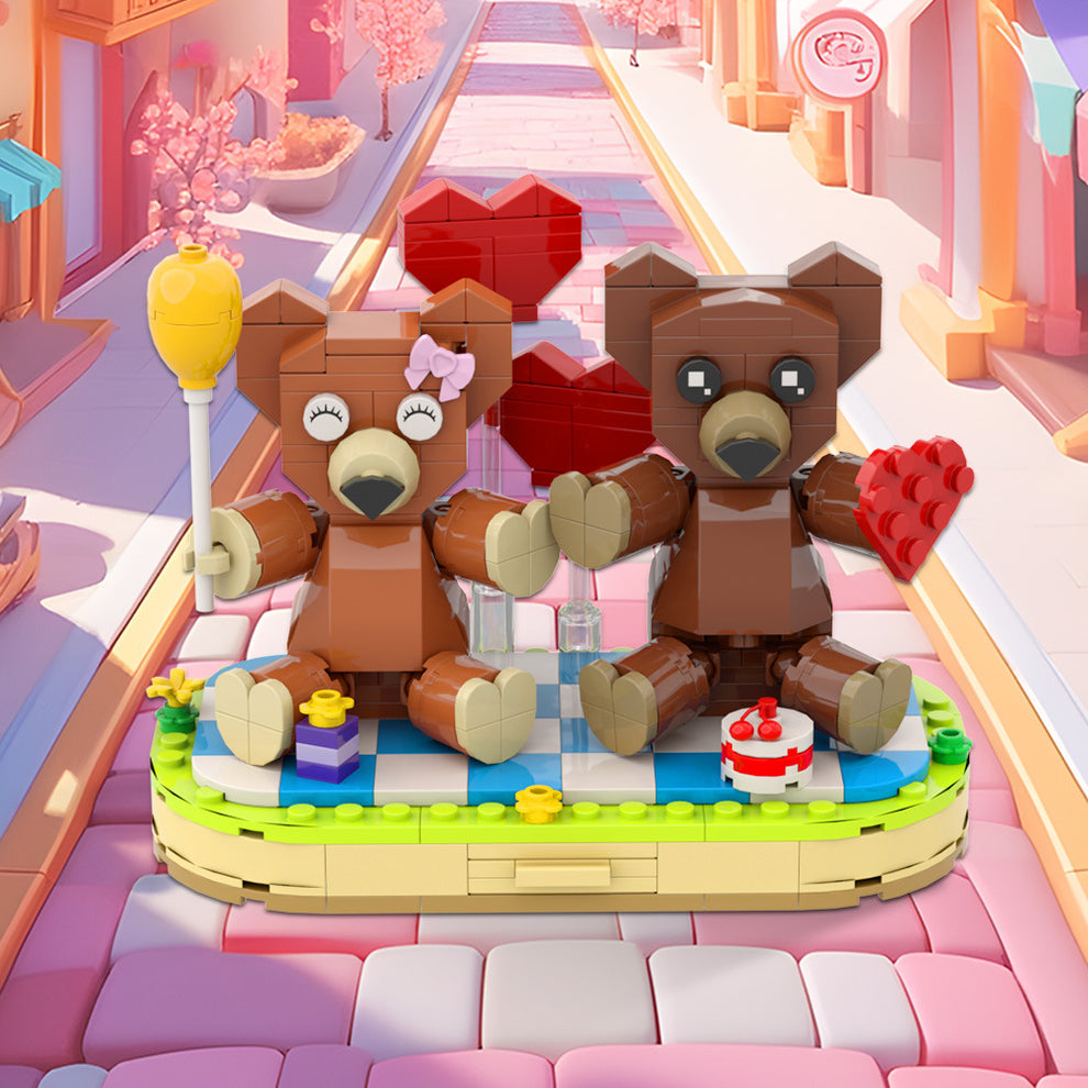 Couple Bears Building Set | Valentine's Day | LEGO Compatible